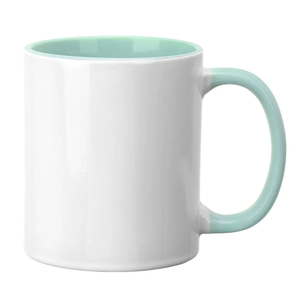 11oz Mint Green Coloured Inner and Handle Sublimation Mug