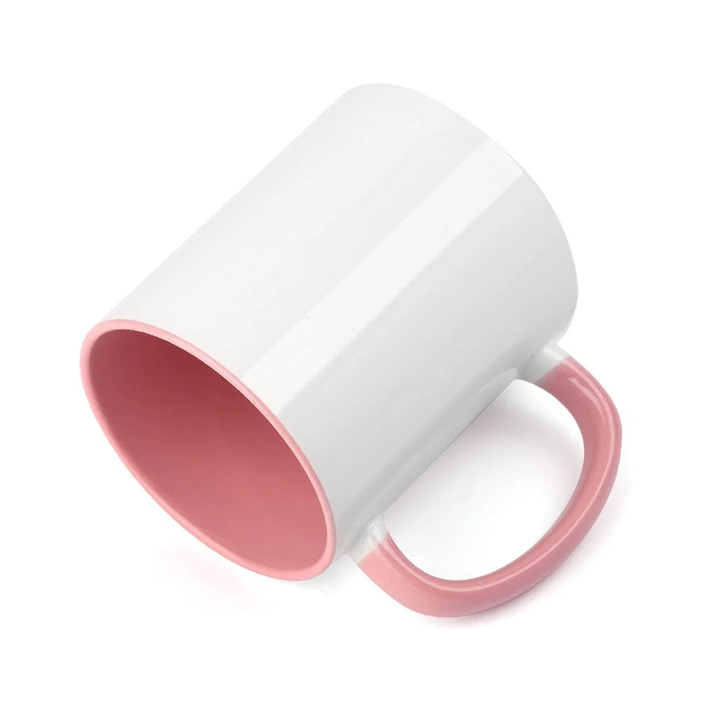 11oz Pink Coloured inner mug and handle sublimation mug